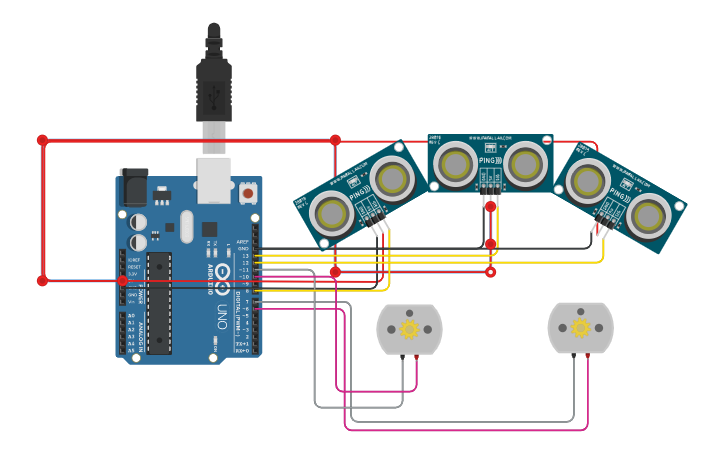 Circuit Design Robot Obstacle Avoidance Tinkercad
