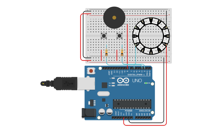 Circuit design Light and sound shows - Tinkercad
