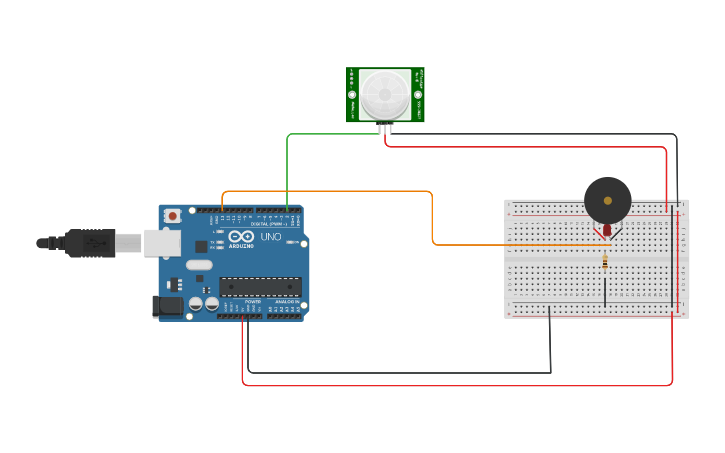 Circuit design Movement Detector - Tinkercad