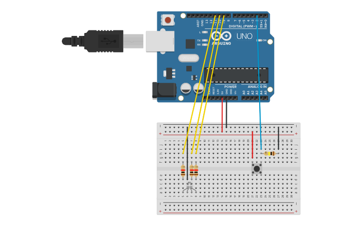 Circuit design Led RGB con Pulsante | Tinkercad