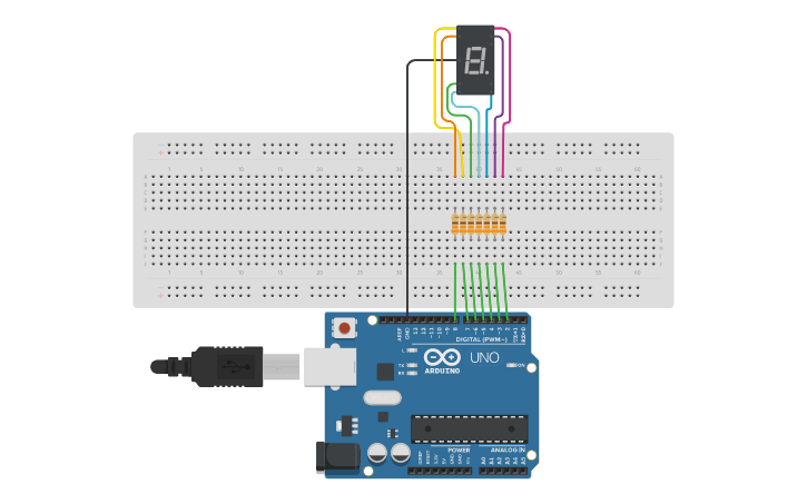 Circuit design Display Directo Hexadecimal Asc-Des - Segmento 7 | Tinkercad