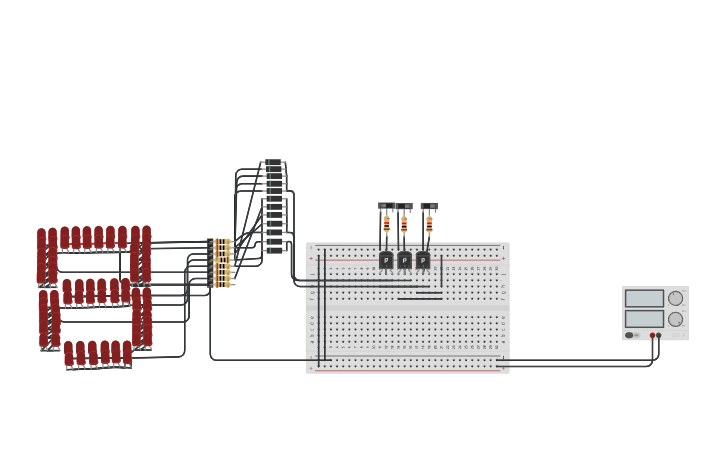 Circuit design 7 Segment leds - Tinkercad