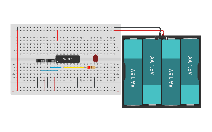Circuit design 2 input AND Gate - Tinkercad