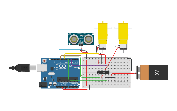 Circuit Design Obstacle Avoidance Robot Tinkercad