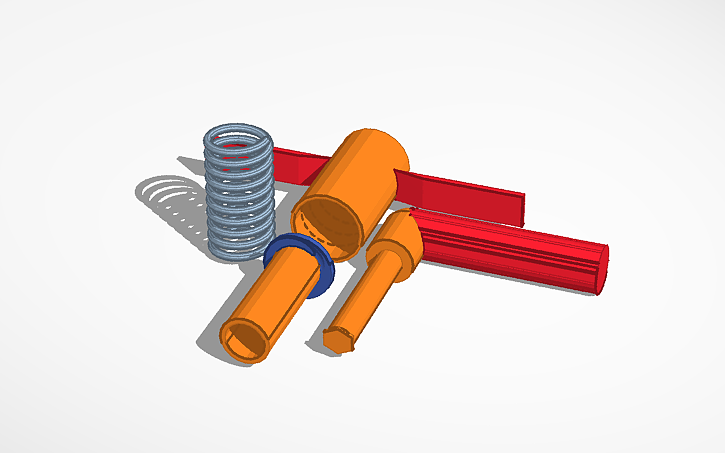 3D design Springlock (dissasembled - Tinkercad
