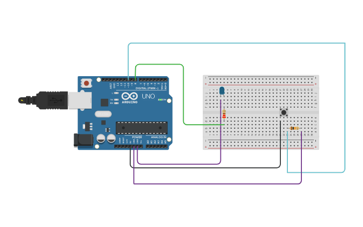 Circuit design Buton İle LED Yakma - Tinkercad