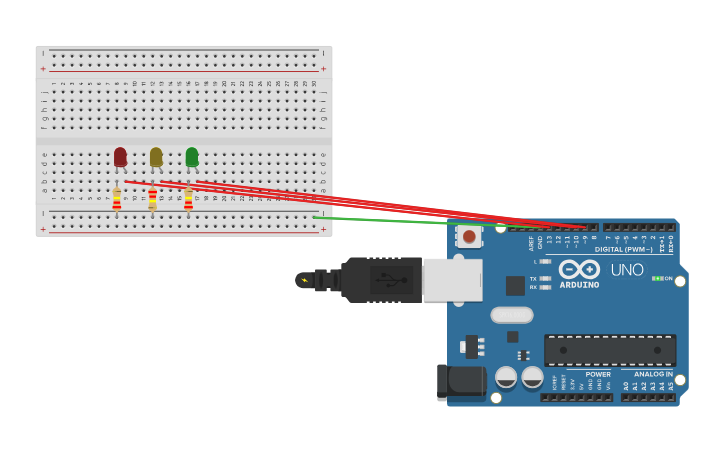 Circuit design Leds en serie - Tinkercad