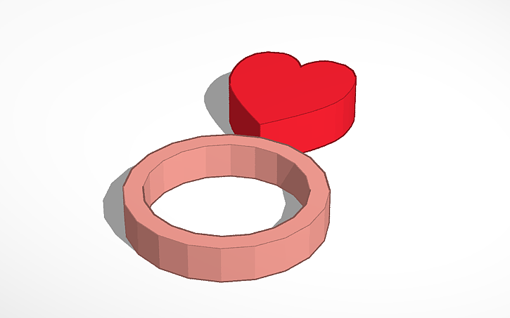 3D design Simple Heart Ring - Tinkercad