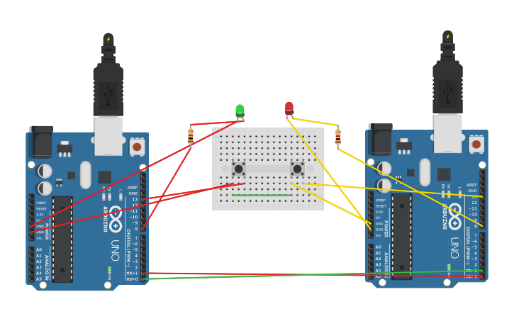 Circuit design UART LED - Tinkercad