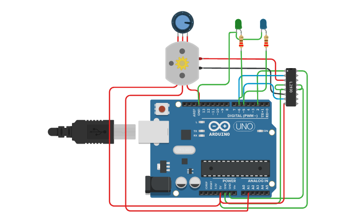 Circuit design DC Motor Angular Position control - Tinkercad