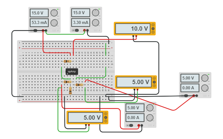 Circuit design Non Inverting Op-amp adder - Tinkercad