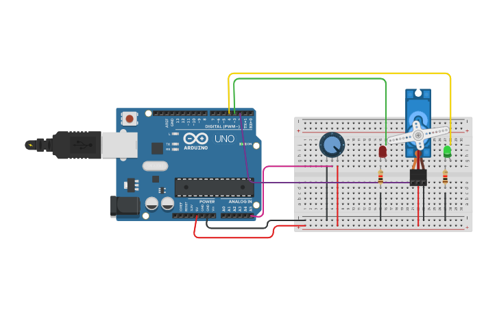 Circuit design SERVO PRACTICA 11 - Tinkercad