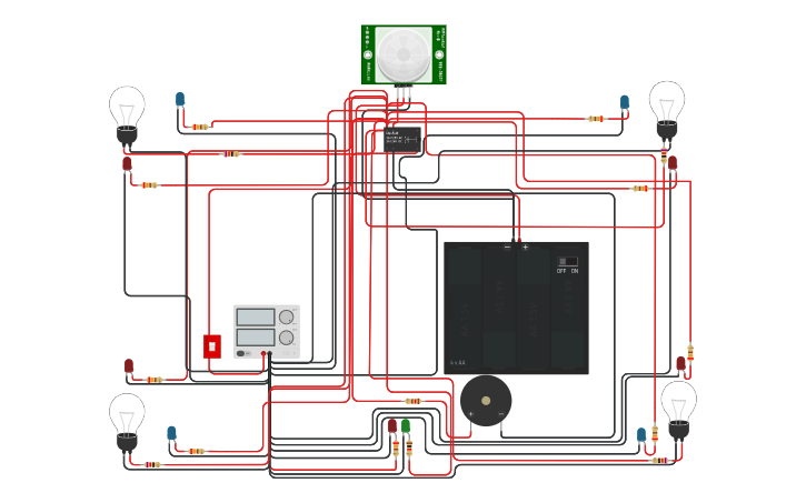 Circuit Design Охранная система с сигнализацией Tinkercad