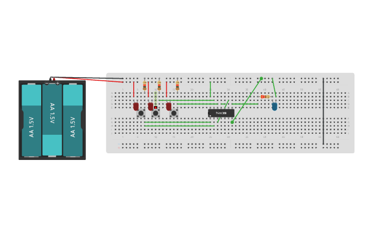 Circuit design ALARMA PUERTAS NAND - Tinkercad