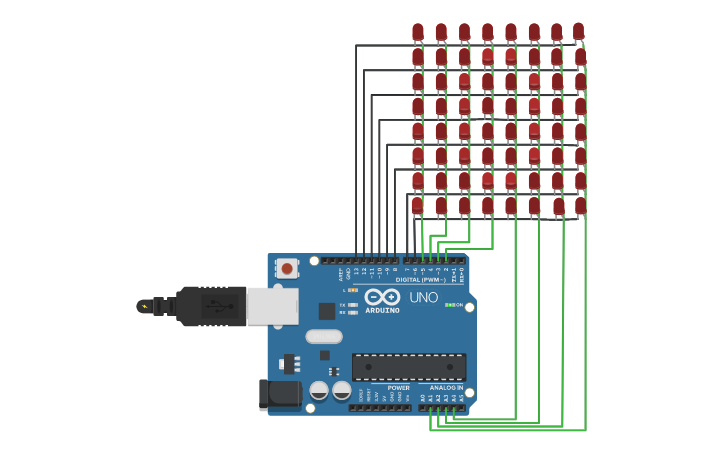 Circuit design 8x8 LED Matrix - Tinkercad