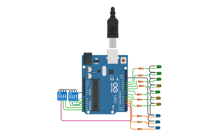 Circuit design Decodificador de Hamming | Tinkercad