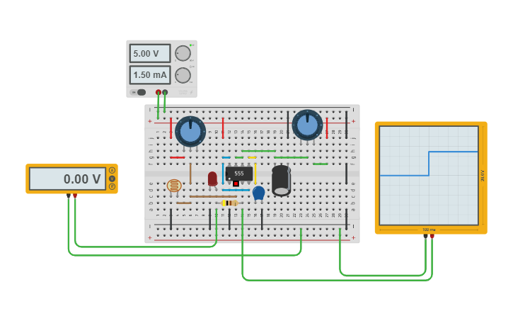 Circuit design CI555 MONOSTABLE CON FOTORESISTENCIA | Tinkercad