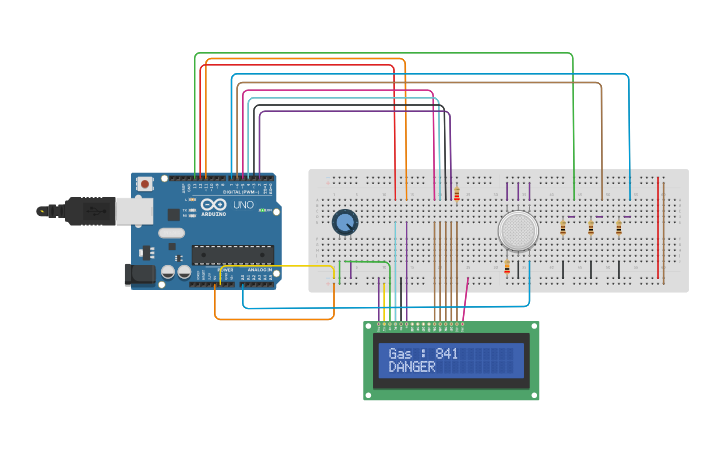Circuit design Gas Sensor | Tinkercad