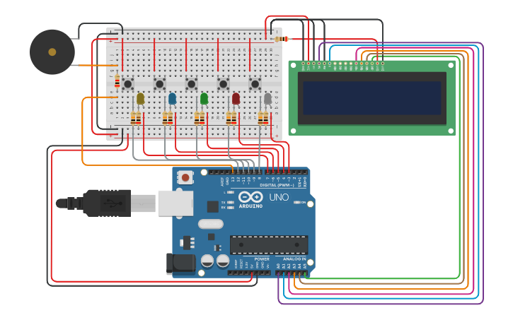 Circuit design Wack-A-Mole with FULL Game Features - Tinkercad