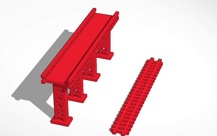 3D design Train track plus bridge - Tinkercad