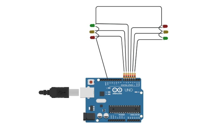 Circuit design trafic light - Tinkercad Circuit design trafic light - Tinkercad