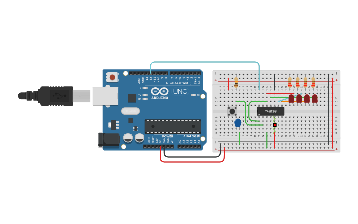 Circuit design Contador 4 Bits 74hc93 - Tinkercad