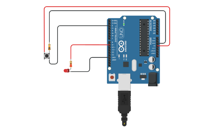 Circuit design Debounce + Fade | Tinkercad