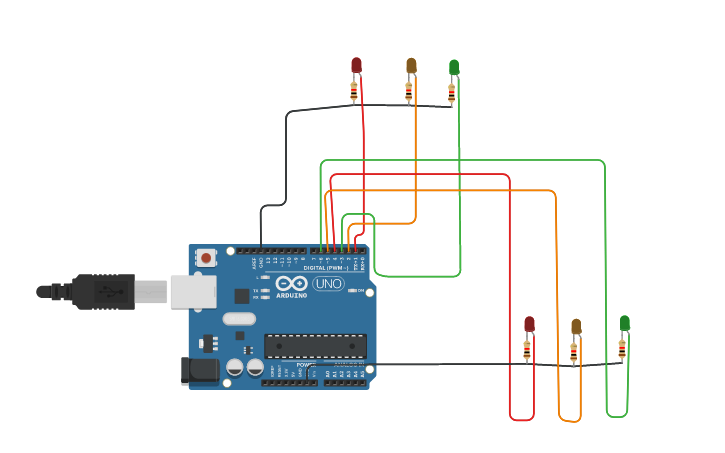 Circuit design TWO WAY TRAFFIC CONTROL - Tinkercad