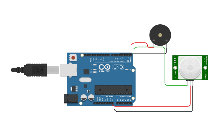 Circuit design Датчик руху - Tinkercad