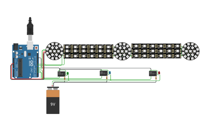 Circuit design Neopixel Strobe 4E | Tinkercad