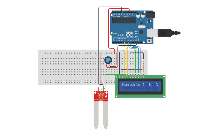 Circuit design Ground Humidity detection system - Tinkercad
