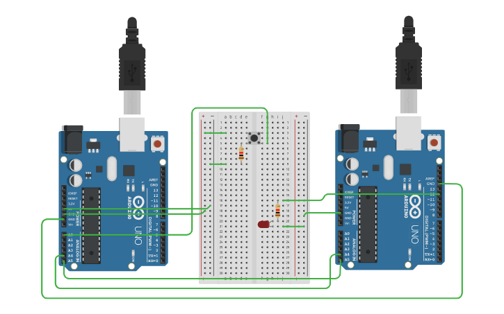 Circuit design serial communication led - Tinkercad