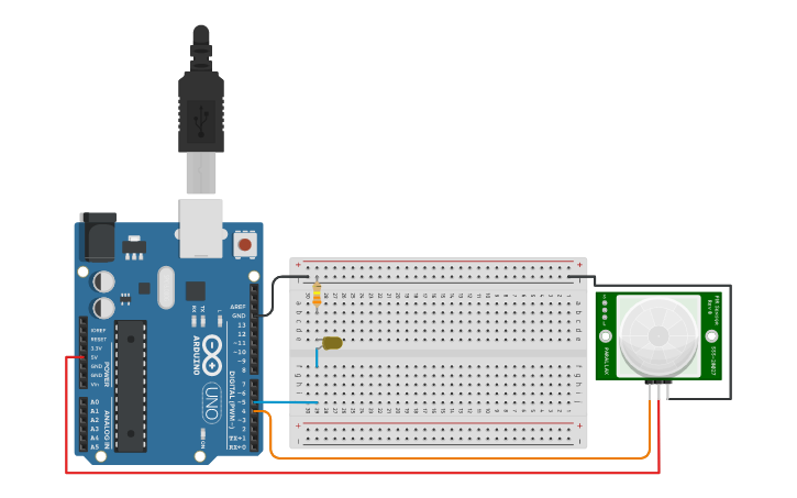 Circuit design Sensor de movimiento con arduino - Tinkercad
