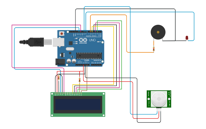 Circuit design Motion Sensor - Tinkercad