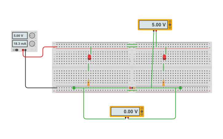 Circuit design Typical real-world breadboard problem - Tinkercad