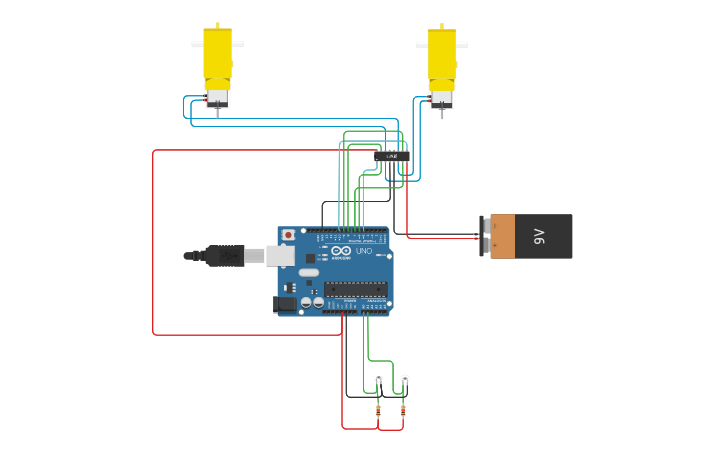 Circuit design Seguidor de Línea - Tinkercad
