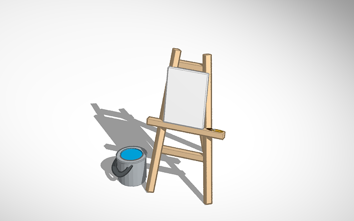 3D design Easel and Paint Bucket - Tinkercad