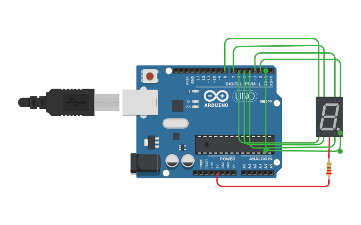 Circuit design DISPLAY 7 SEG - Tinkercad