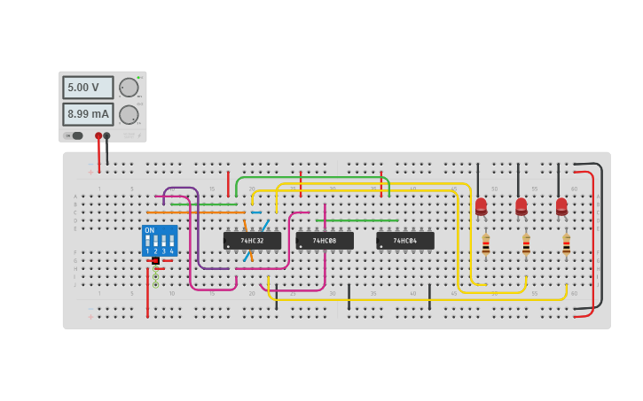 Circuit design 4 bit priority encoder - Tinkercad