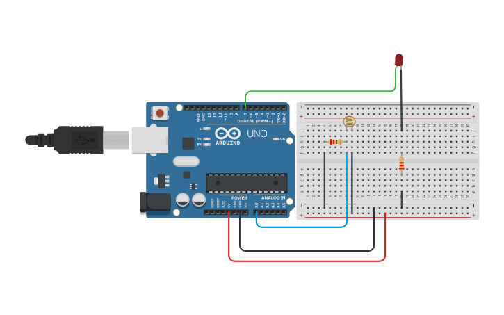 Circuit design Interfacing Arduino with LDR - Tinkercad