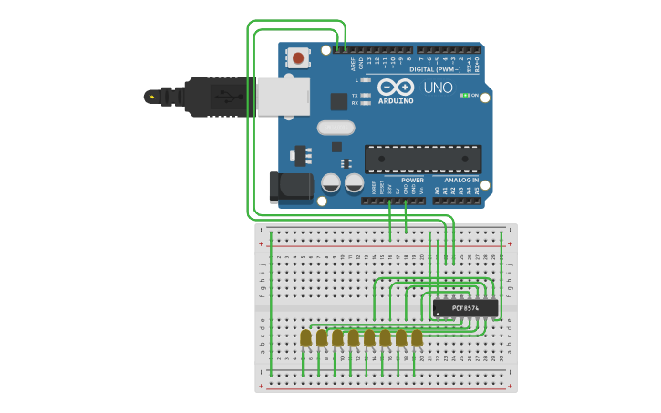 Circuit Design I2c Bus Pcf8574 Tinkercad