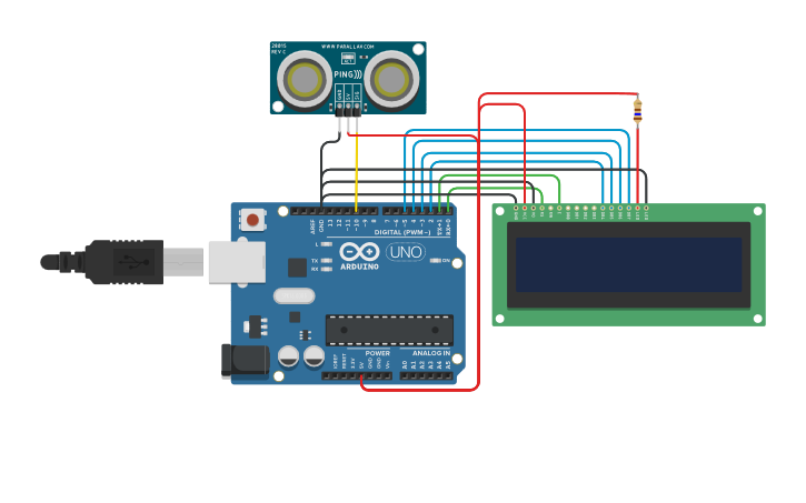 Circuit design 1d - Capteur à ultrason - Tinkercad