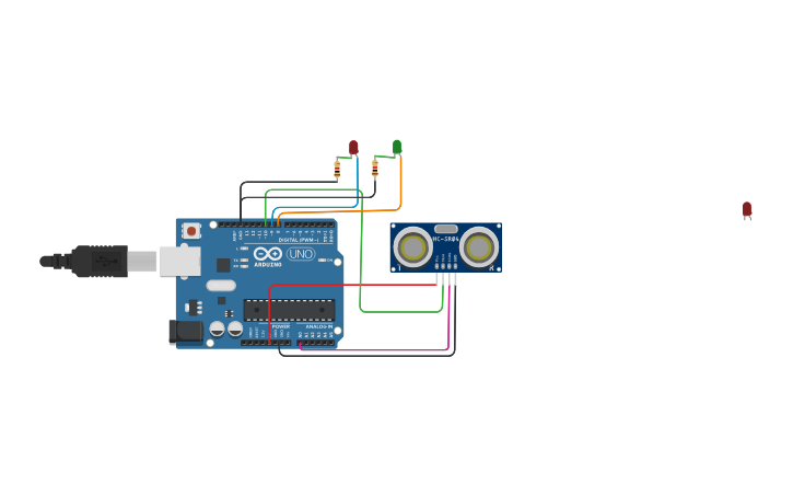 Circuit design 超声波测距 - Tinkercad