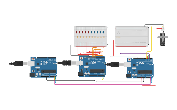 Circuit design 3 arduinos conectadas | Tinkercad Circuit design 3 arduinos conectadas | Tinkercad