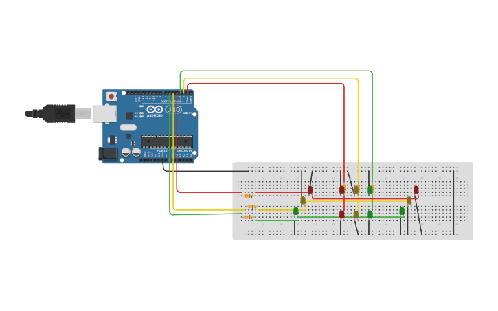 Circuit design Traffic Light Circuit - Tinkercad