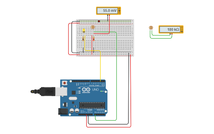 Circuit design Labo 3 Capteur de luminosité - Tinkercad