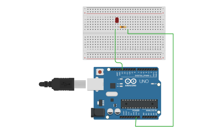 Circuit design Program 1.1Single LED Blinking on Arduino Uno - Tinkercad
