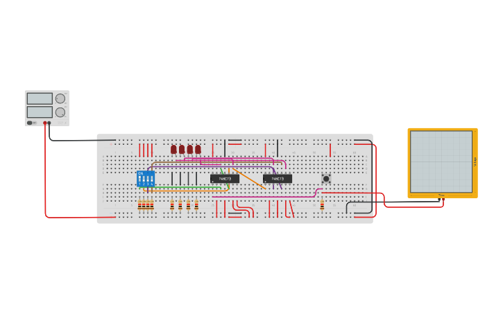Circuit design Contador MOD 16 | Tinkercad