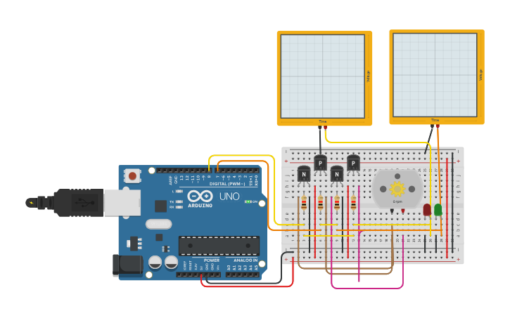 Circuit design DC - Motor PWM H-Bridge | Tinkercad