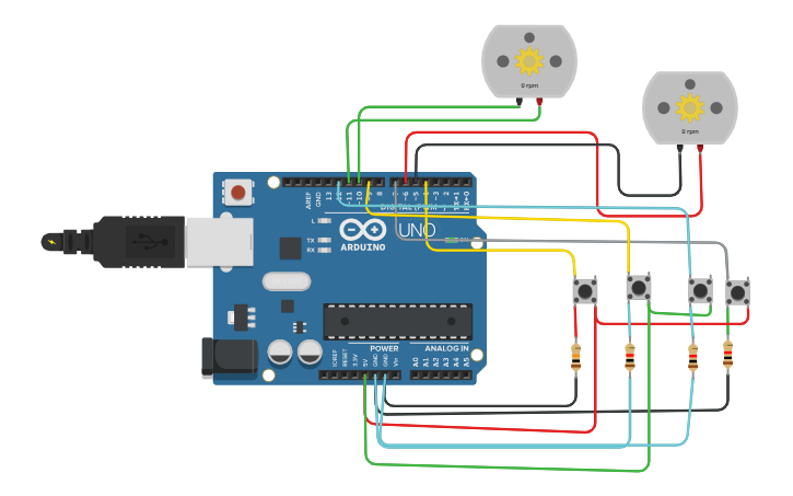 Circuit design Forward & backward controller - Tinkercad